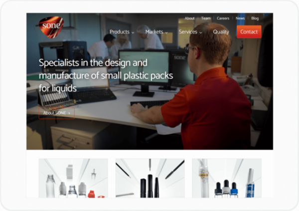 Website for packaging manufacturer - Sone Products: Edward Robertson