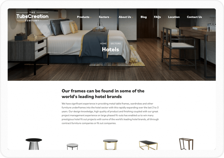 Showcase website for furniture manufacturer - Tube Creation Company ...