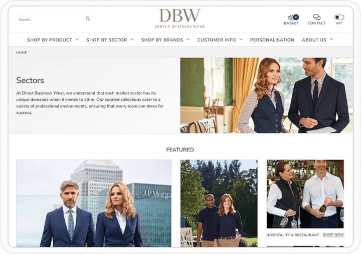 E-commerce website for a clothing retailer - Direct Business Wear ...