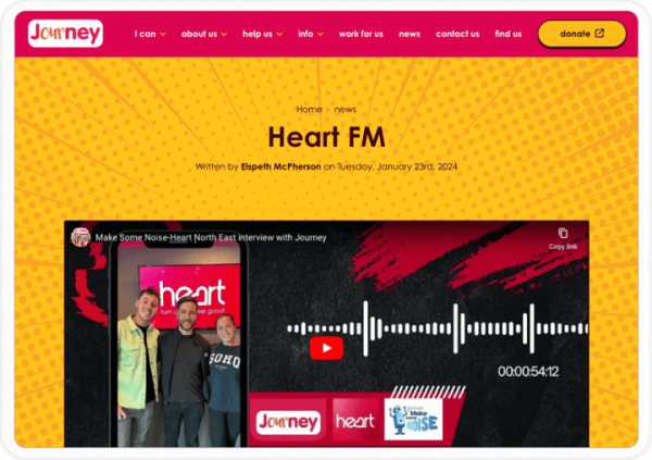 Website for a charity - Journey: Edward Robertson