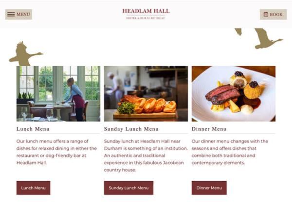 Website for a hotel - Headlam Hall: Edward Robertson