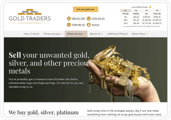Website for a leading gold trading business - Gold Traders: Edward ...